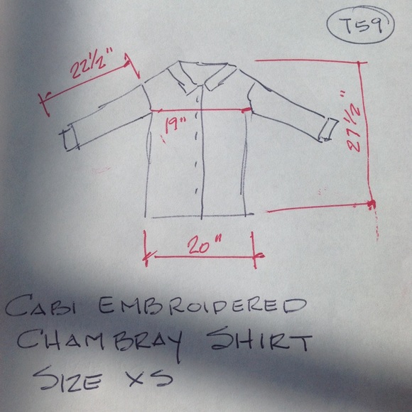 CAbi | Tops | Cabi Embroidered Chambray Shirt | Poshmark